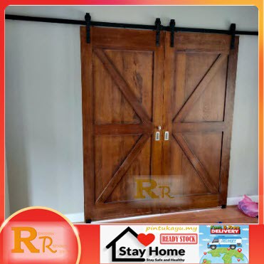 RRB.ARROW-L Sliding Barn door Full set | Nyatoh Wood | Pintu Kayu ...